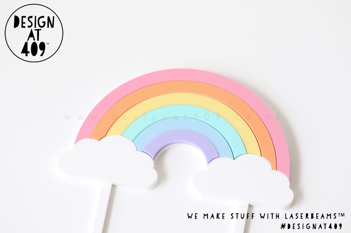 Layered Pastel Rainbow Acrylic Cake Topper – Design at 409