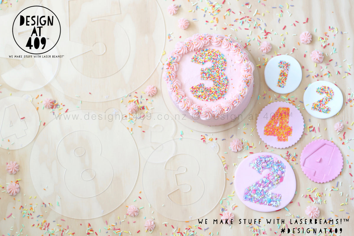 Acrylic Sprinkle Number Templates 0 - 9 (various sizes available ...