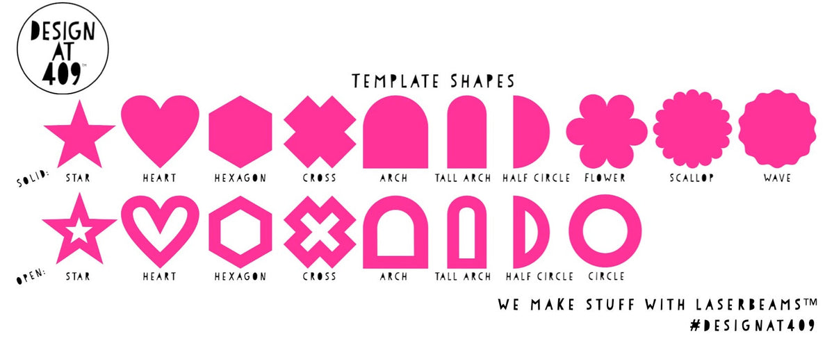 Acrylic 5" Shaped Template (Heart, Scallop, Wave, Arch etc) – Design at 409